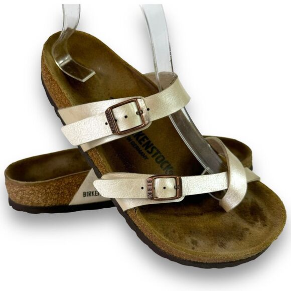 Birkenstock | Shoes | Birkenstock Mayari Pearl White Birko Flor Vegan ...